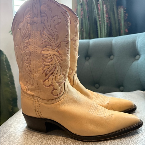 Dan Post | Shoes | Vintage Dan Post Cream Cowboy Boots | Poshmark